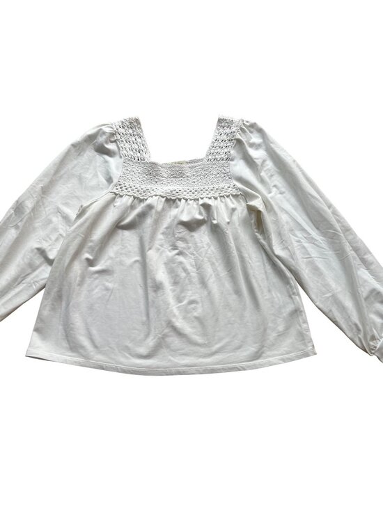 hinge | Tops | Smocked Crochet Peasant Blouse Hinge Size M White Long ...
